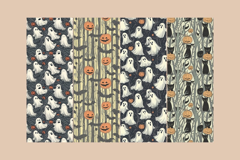 20 Spooky Halloween Seamless Patterns: Digital Scrapbook Paper (instant ...