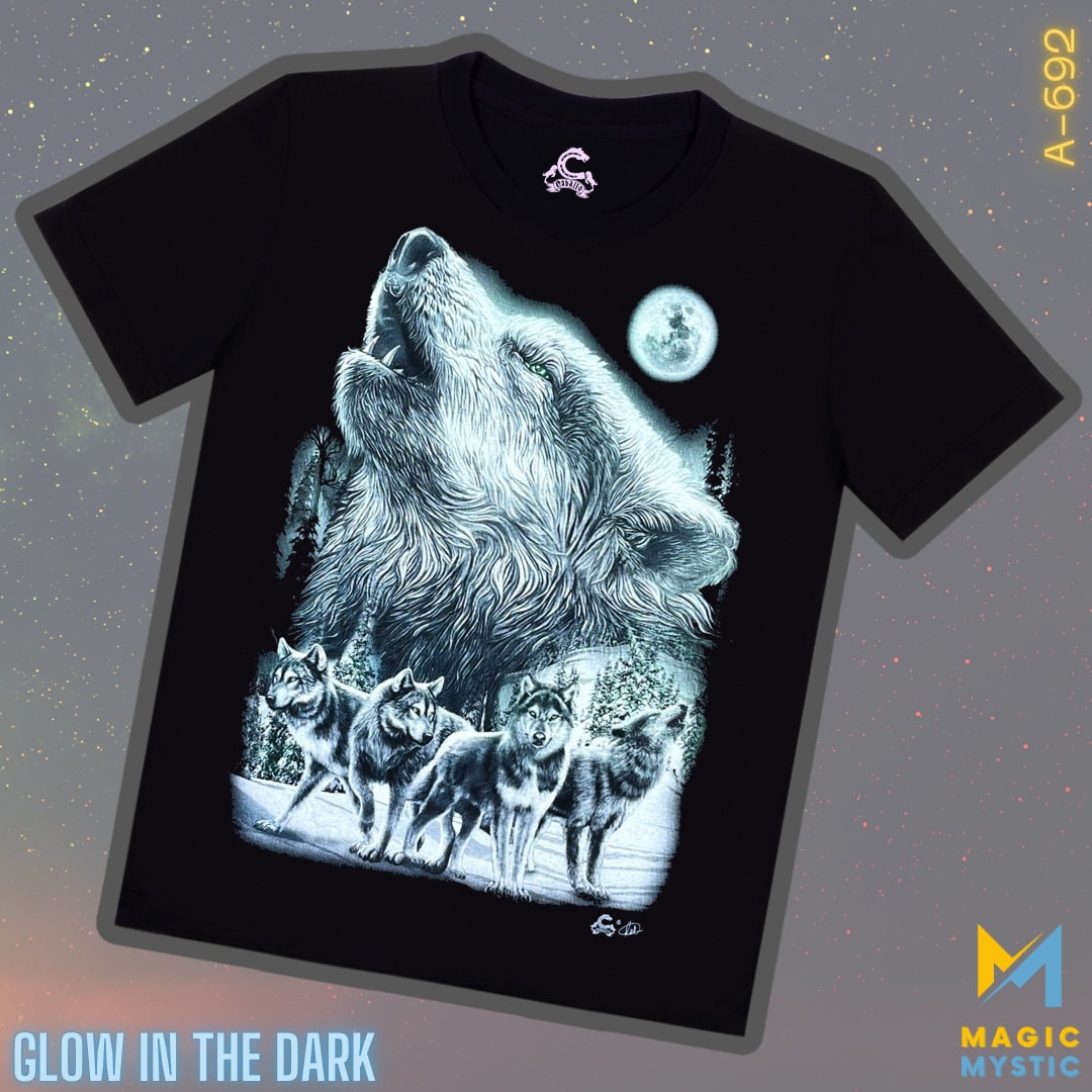 Black T-shirt Caballo Original Wolf Pack Nature View Glow in the Dark Unisex Large - Etsy