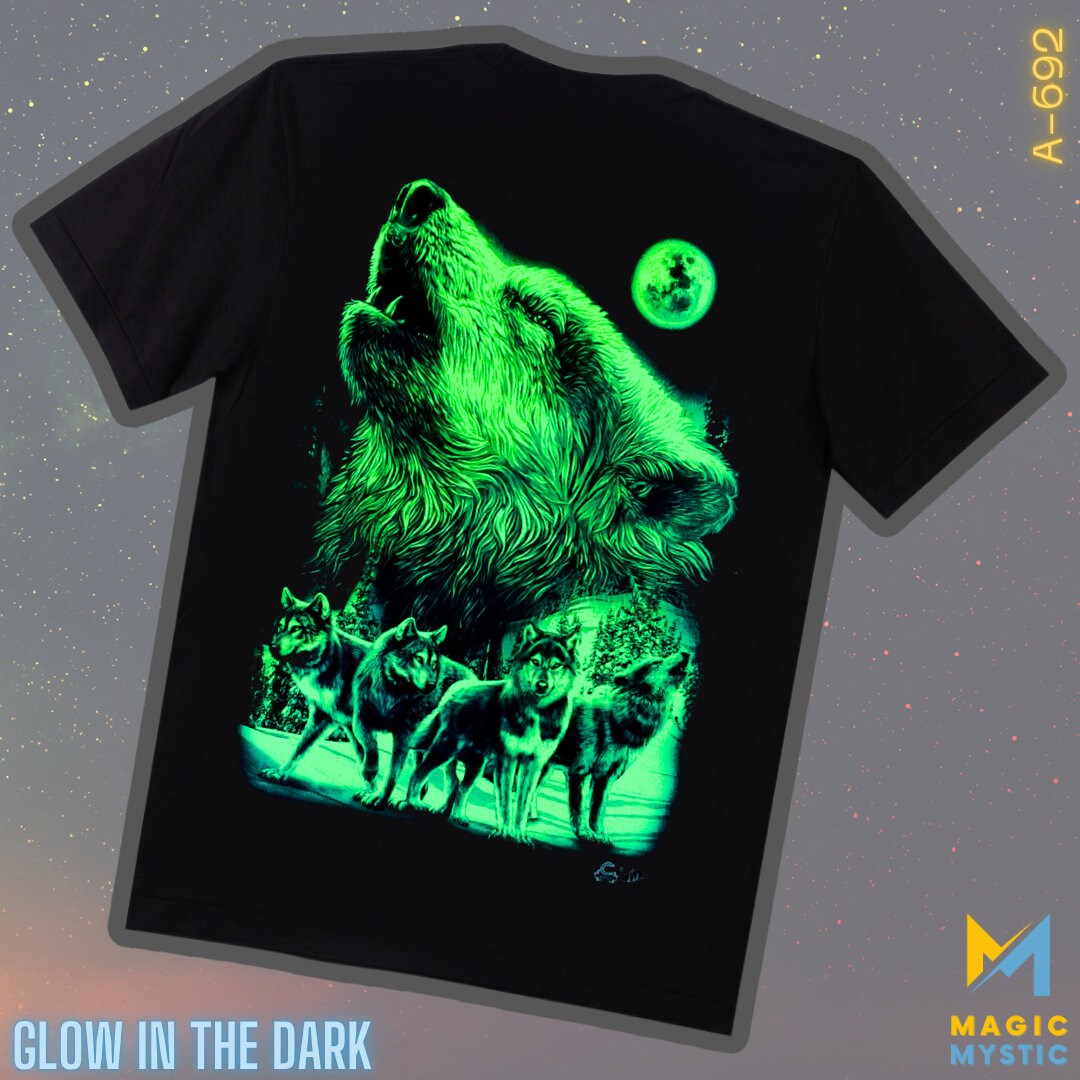 Black T-shirt Caballo Original Wolf Pack Nature View Glow in the Dark Unisex Large - Etsy