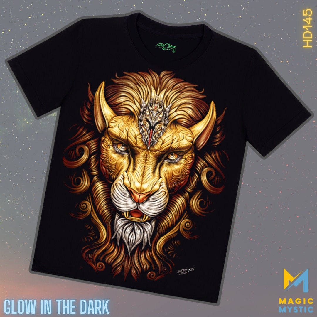 Black T-shirt Rock Chang Original Colorful Artistic Lion Realistic ...