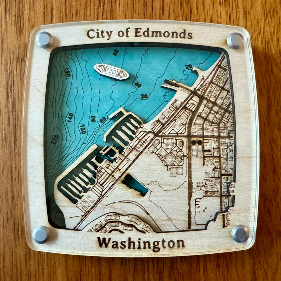 Edmonds Washington Ferry Terminal and City Coastline Coasters - Etsy