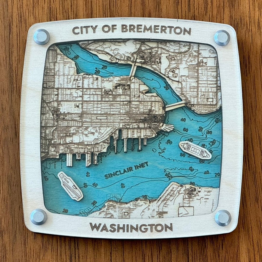 Bremerton Washington Ferry Terminal and City Coastline Coasters - Etsy