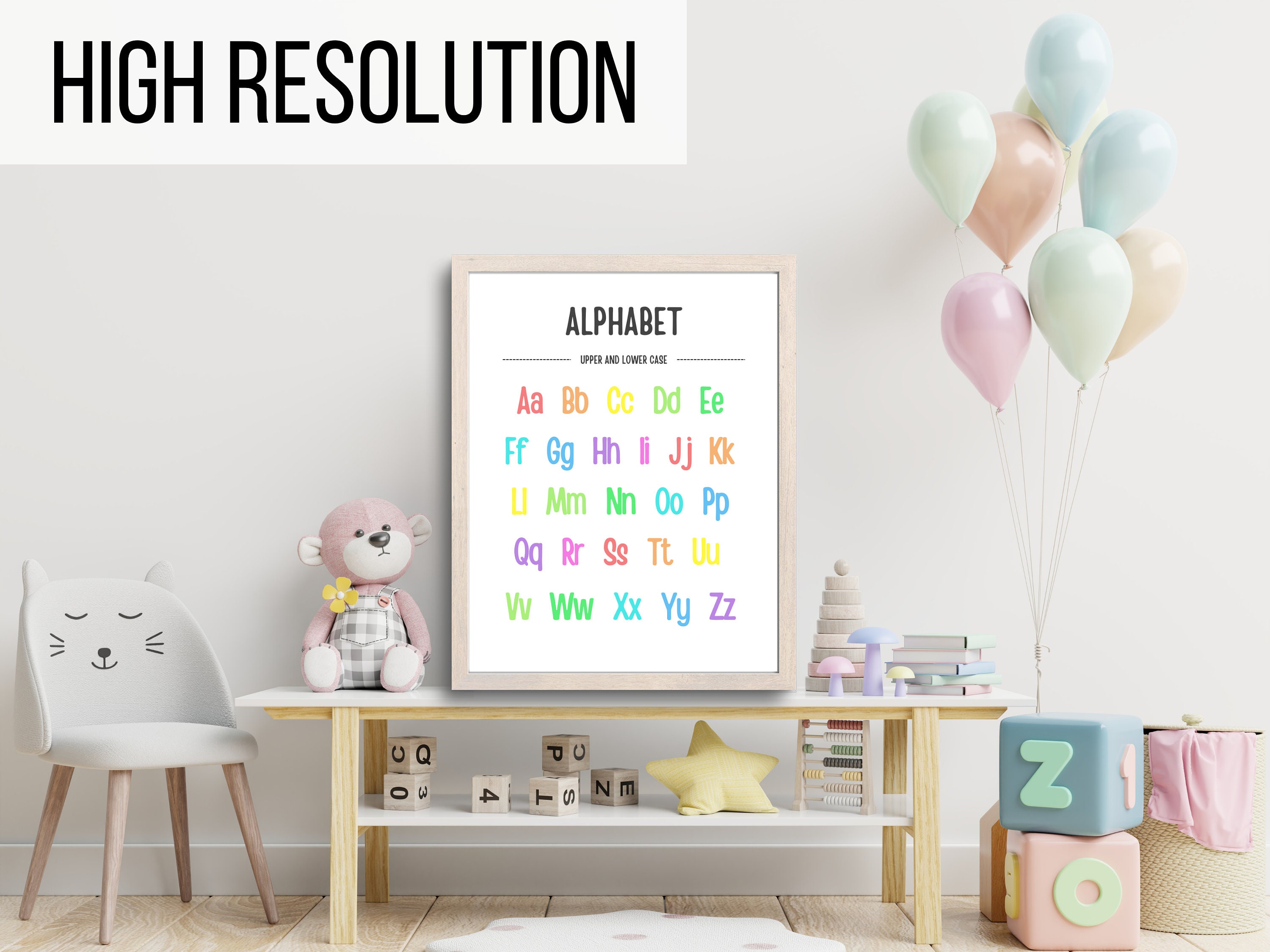 Bright Alphabet Poster Alphabet Prints Classroom Decor Playroom Decor ...