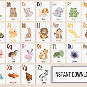 Animal Alphabet Flash Cards ABC Flash Cards Montessori - Etsy