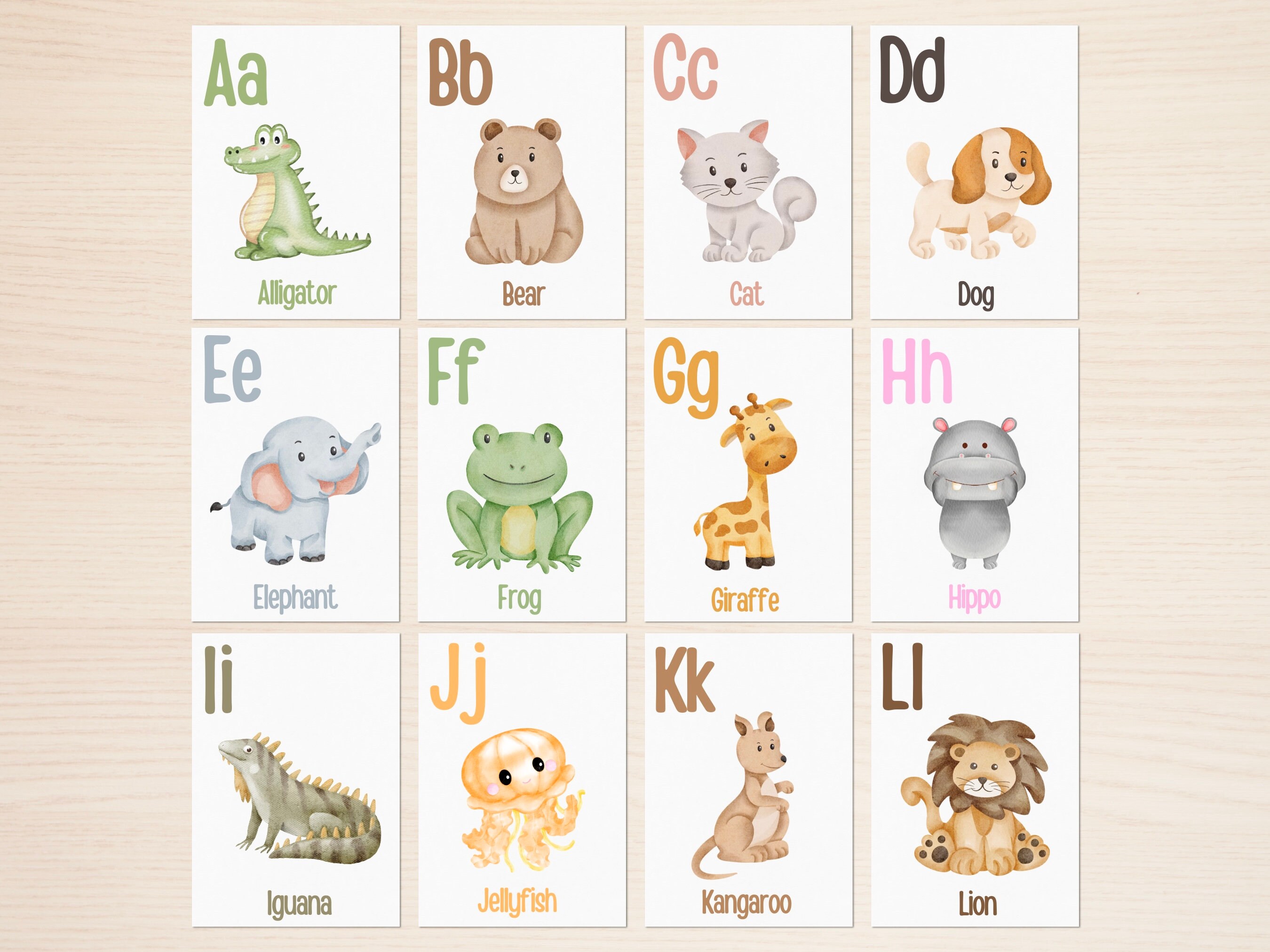 Animal Alphabet Flash Cards ABC Flash Cards Montessori - Etsy