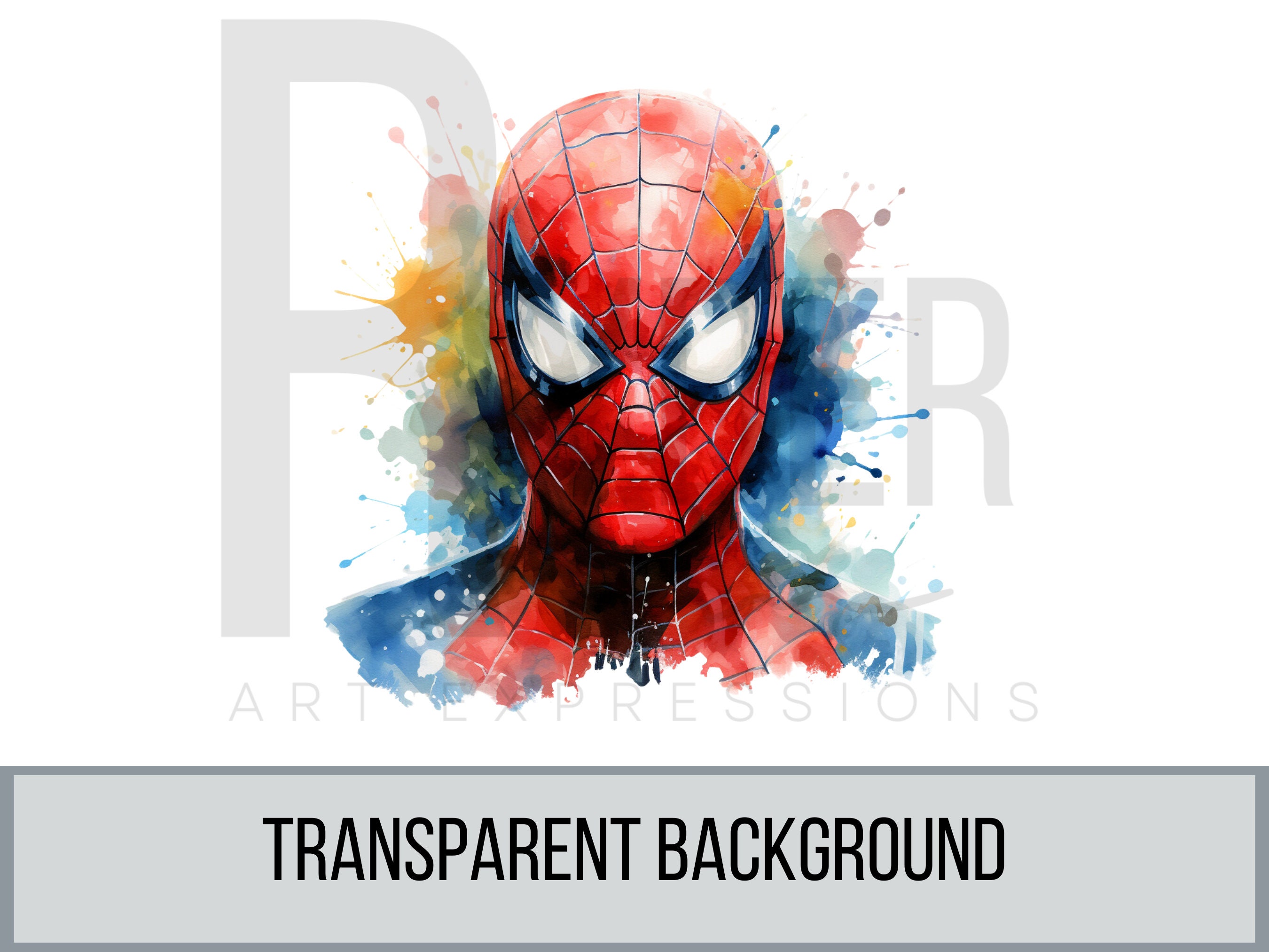 Watercolour Spiderman PNG Spiderman Clip Art Commercial Use AI Art Wall ...