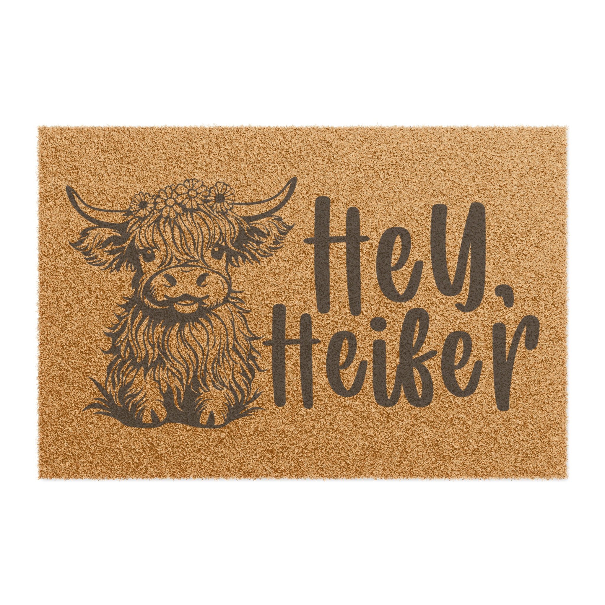 Hey Heifer Doormat | Highland Cow Welcome Mat | Farmhouse Porch Mat - Etsy