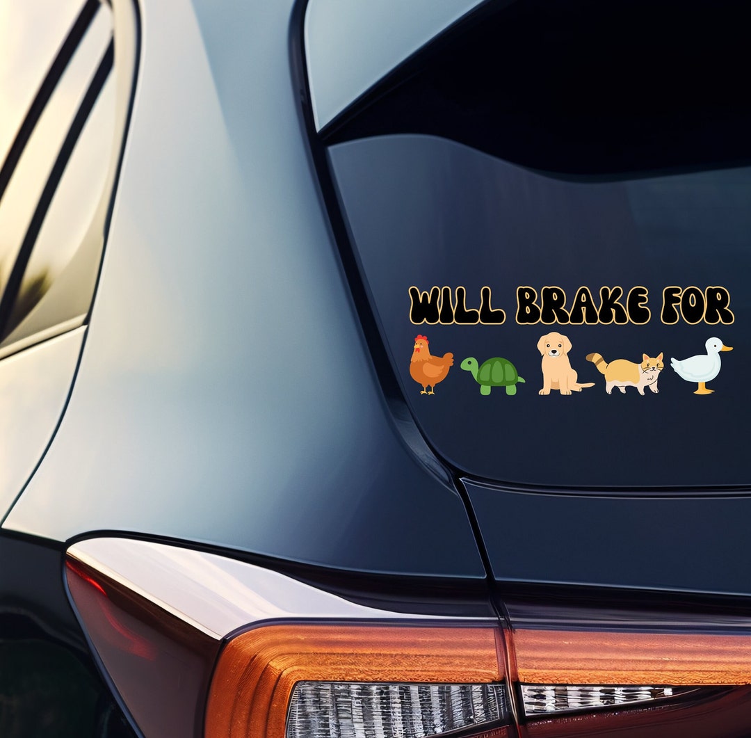 Will Brake for Cute Animals Kiss-cut Vinyl Car Decals - Etsy