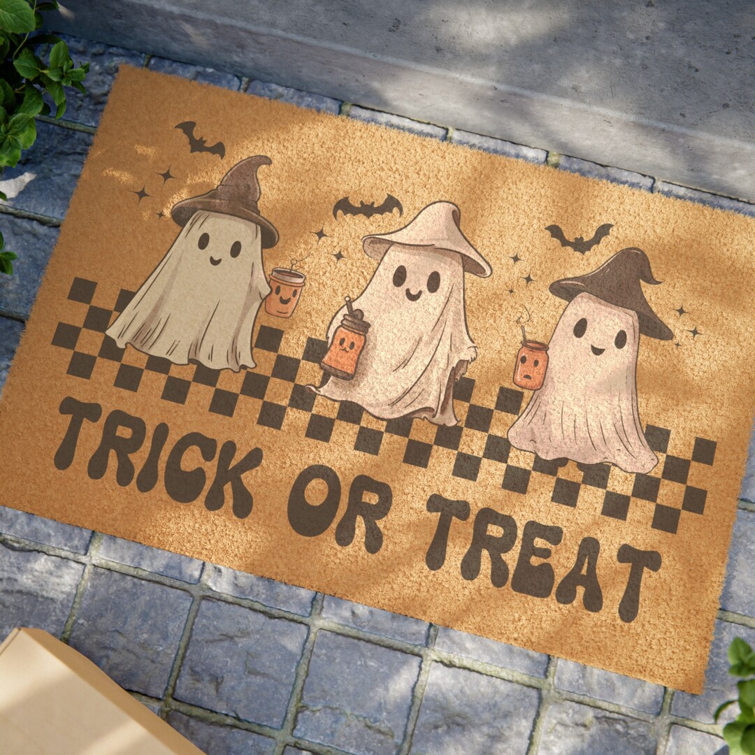 Trick or Treat Doormat, Ghost Welcome Mat, Porch Mat, Outdoor Rug ...
