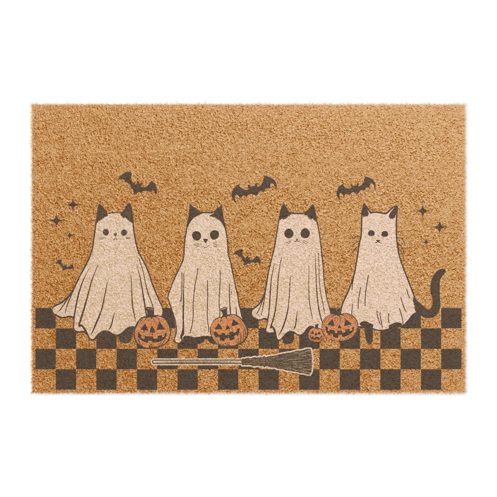 Spooky Cats Doormat, Halloween Welcome Mat, Ghost Cats, Cute Halloween ...