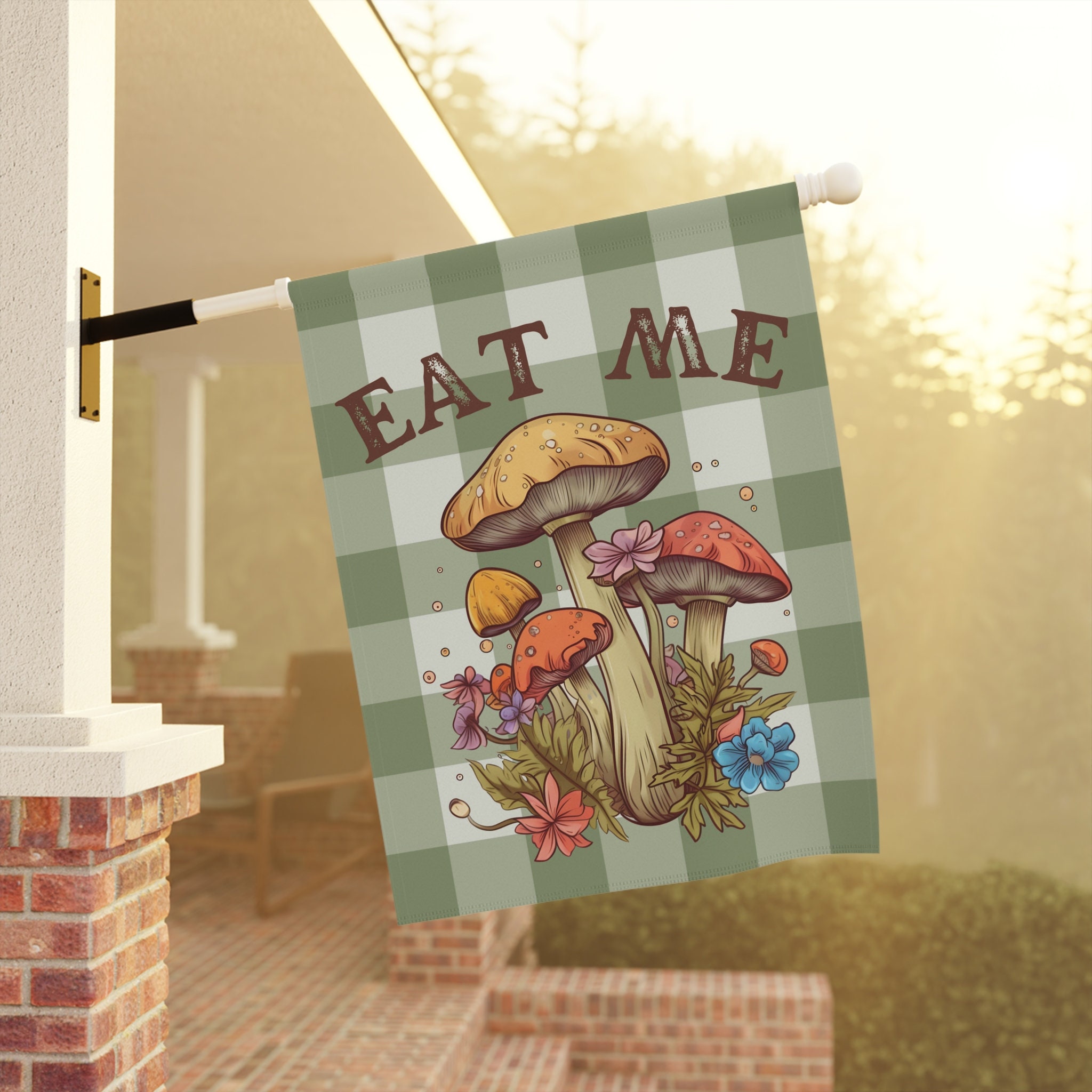 Funny House Flag Mushroom Garden & House Banner Eat Me Cottagecore ...