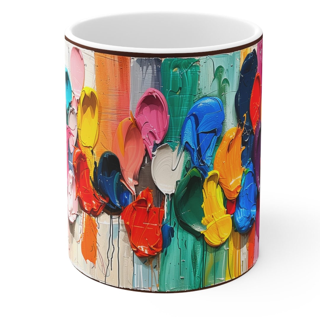 Vibrant Impasto Paint Palette Ceramic Mug - Artist Inspired Colorful ...