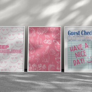 Trendy Preppy College Girl Poster Set of 6 Pink Trendy Retro - Etsy