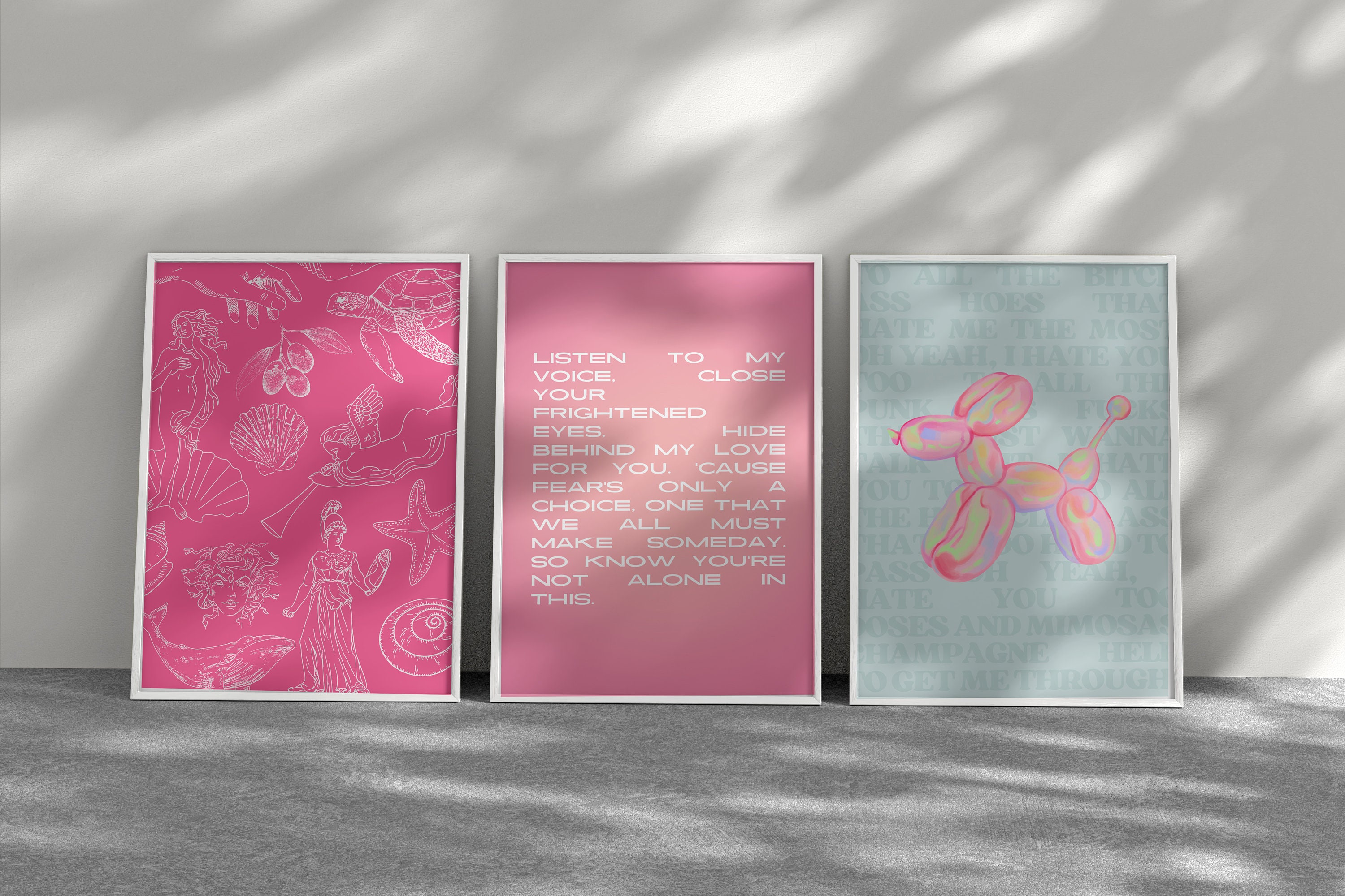 Trendy Preppy College Girl Poster Set of 6 Pink Trendy Retro - Etsy