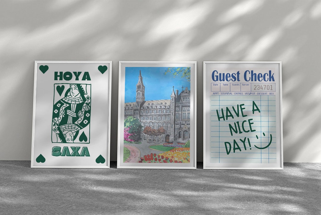Georgetown Preppy Trendy Posters for Dorm Room Download of 4 — Emerald ...