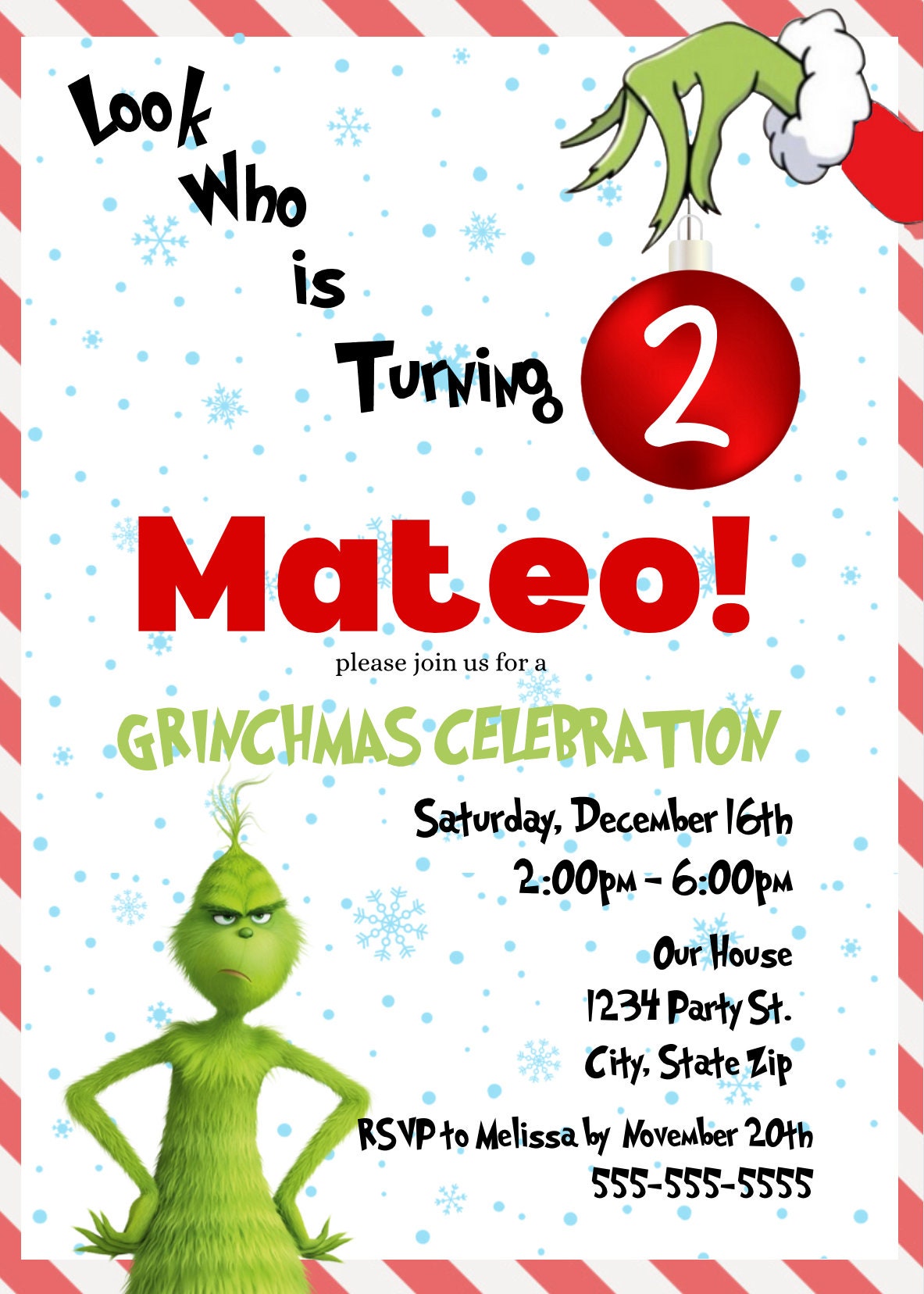 Grinch Birthday Invitation | Whoville Birthday Invitation | Grinchmas ...