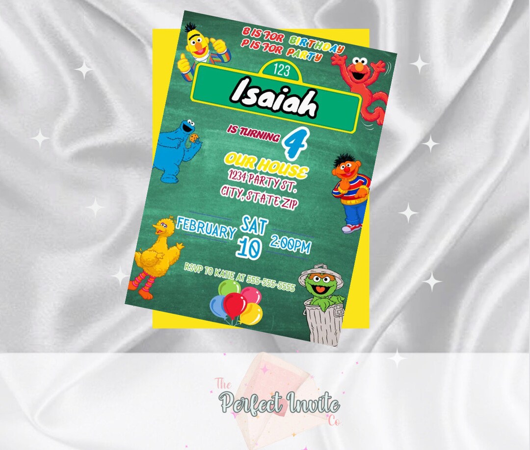 Sesame Street Digital Birthday Invitation Sesame Street - Etsy