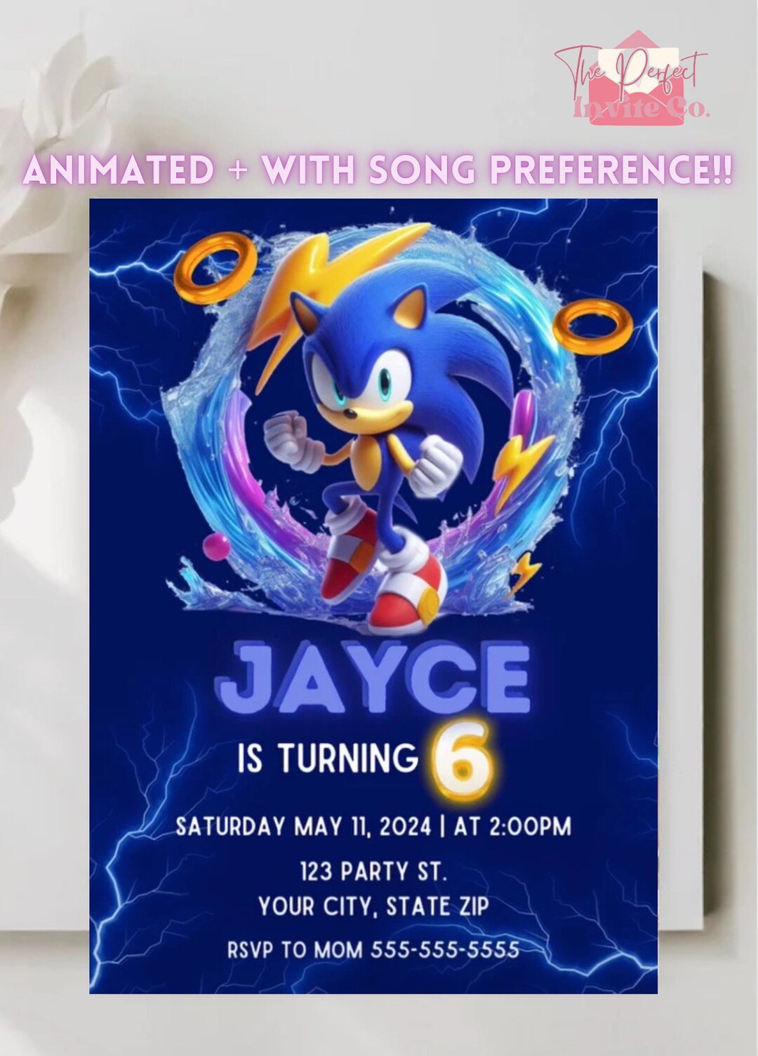 Sonic the Hedgehog Birthday Invitation | Boy Birthday | Sonic Birthday ...