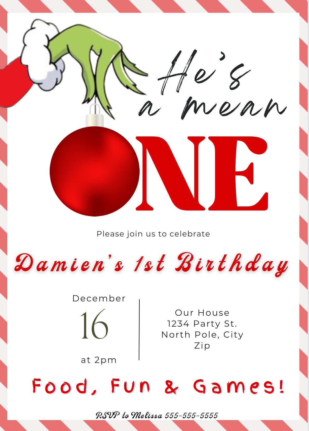 Hes a Mean ONE Birthday Invitation Shes a Mean ONE Birthday Invitation ...