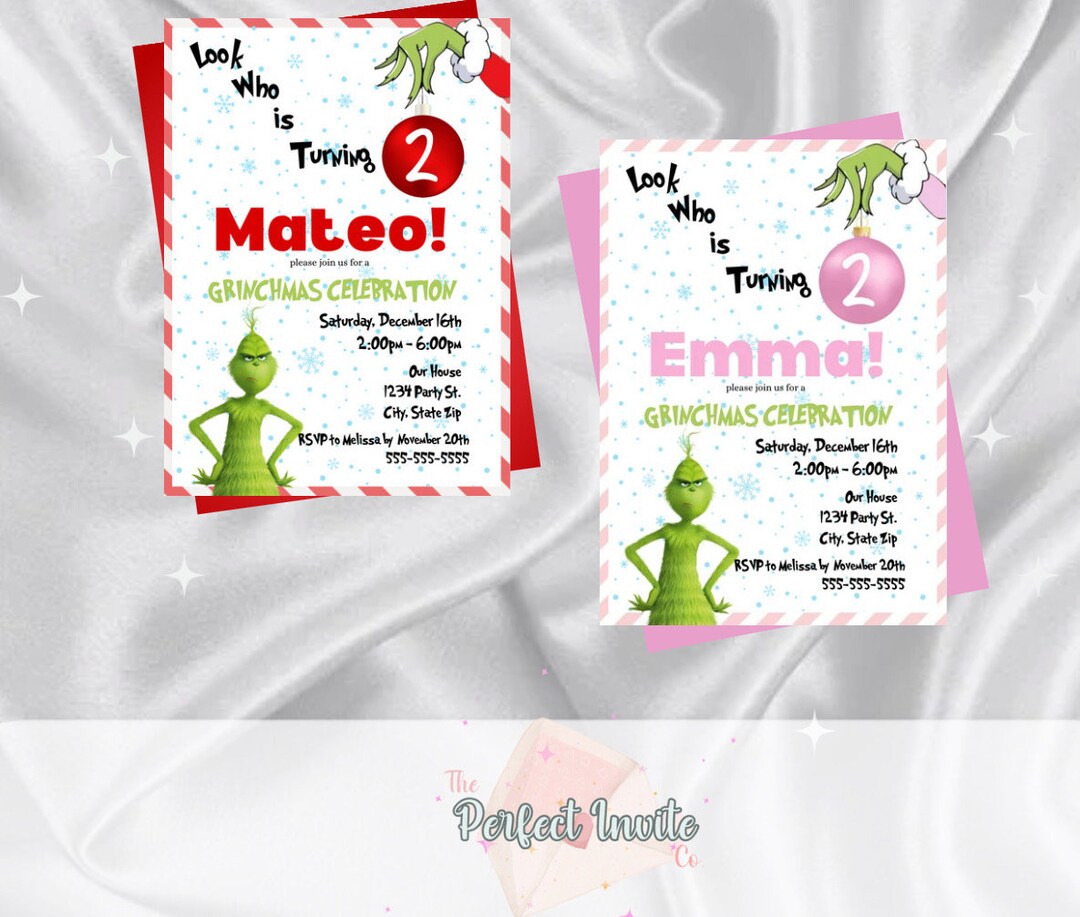 Grinch Birthday Invitation | Whoville Birthday Invitation | Grinchmas ...