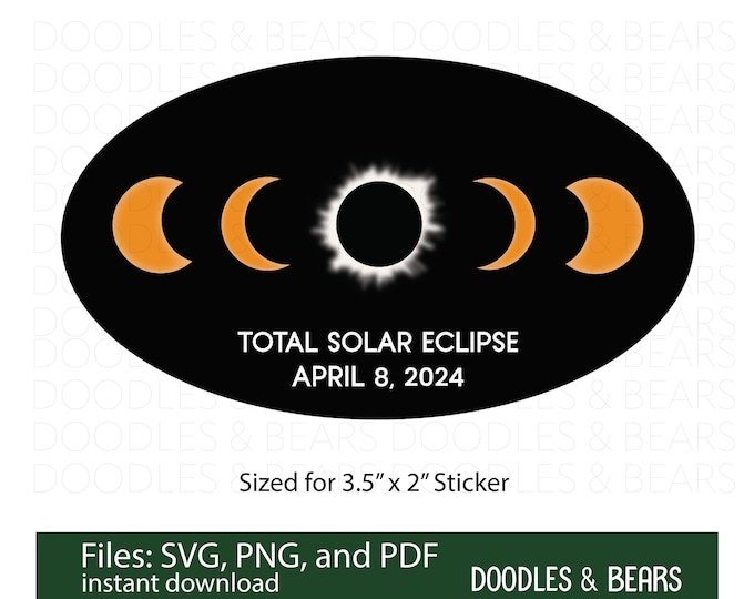 Total Solar Eclipse 2024 Sticker Bundle of 3 Sizes 3.5" X 2" Oval, 3.5 ...