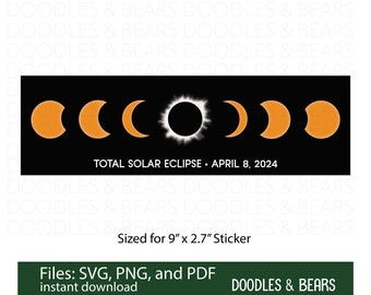 Total Solar Eclipse 2024 Sticker, Sized for 3.5" X 2", SVG, PNG, PDF ...