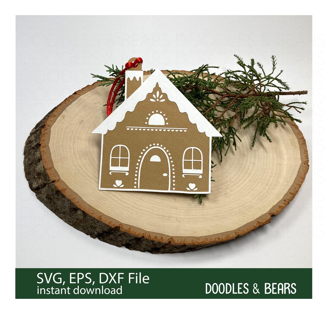 Gingerbread Gift Tag SVG, Christmas Gift Tags, Winter Gingerbread House ...
