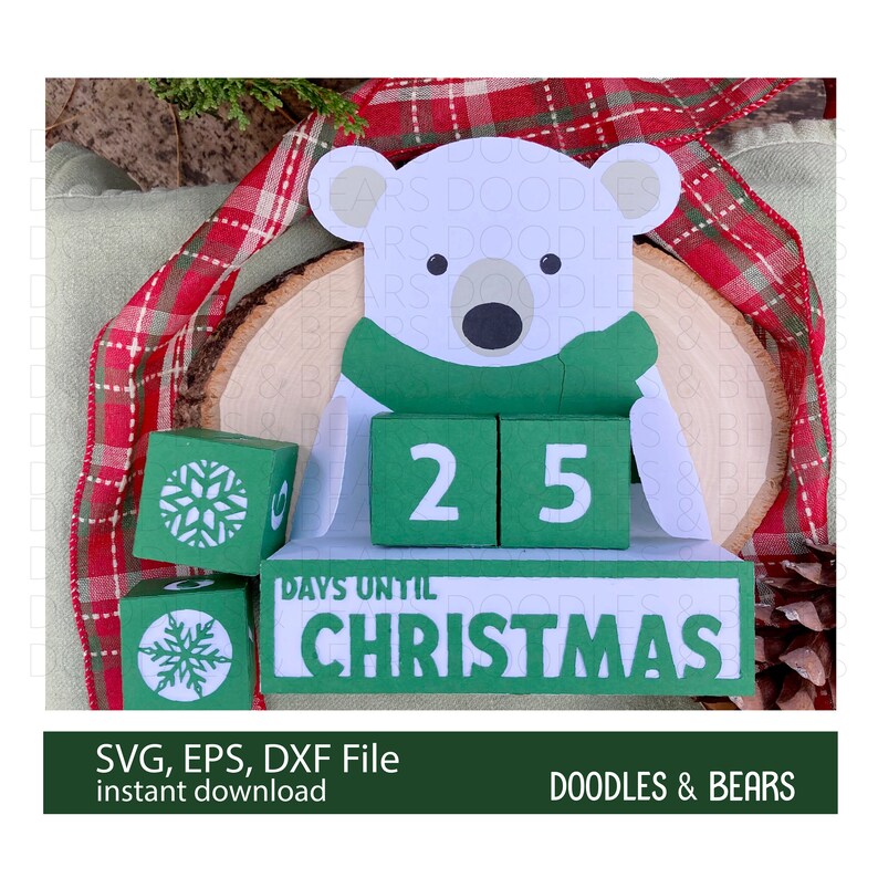 Polar Bear Christmas Countdown SVG File, Countdown to Christmas Blocks ...