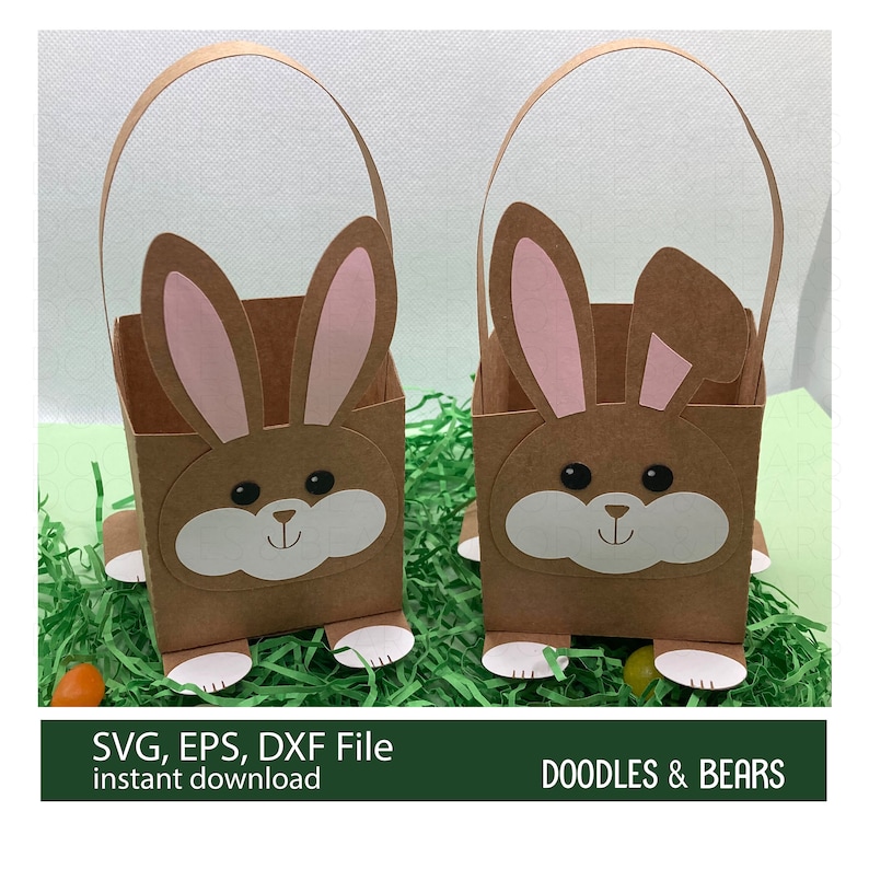 Cute Bunny Easter Treat Box, SVG, EPS, Small Favor Basket, Digital ...