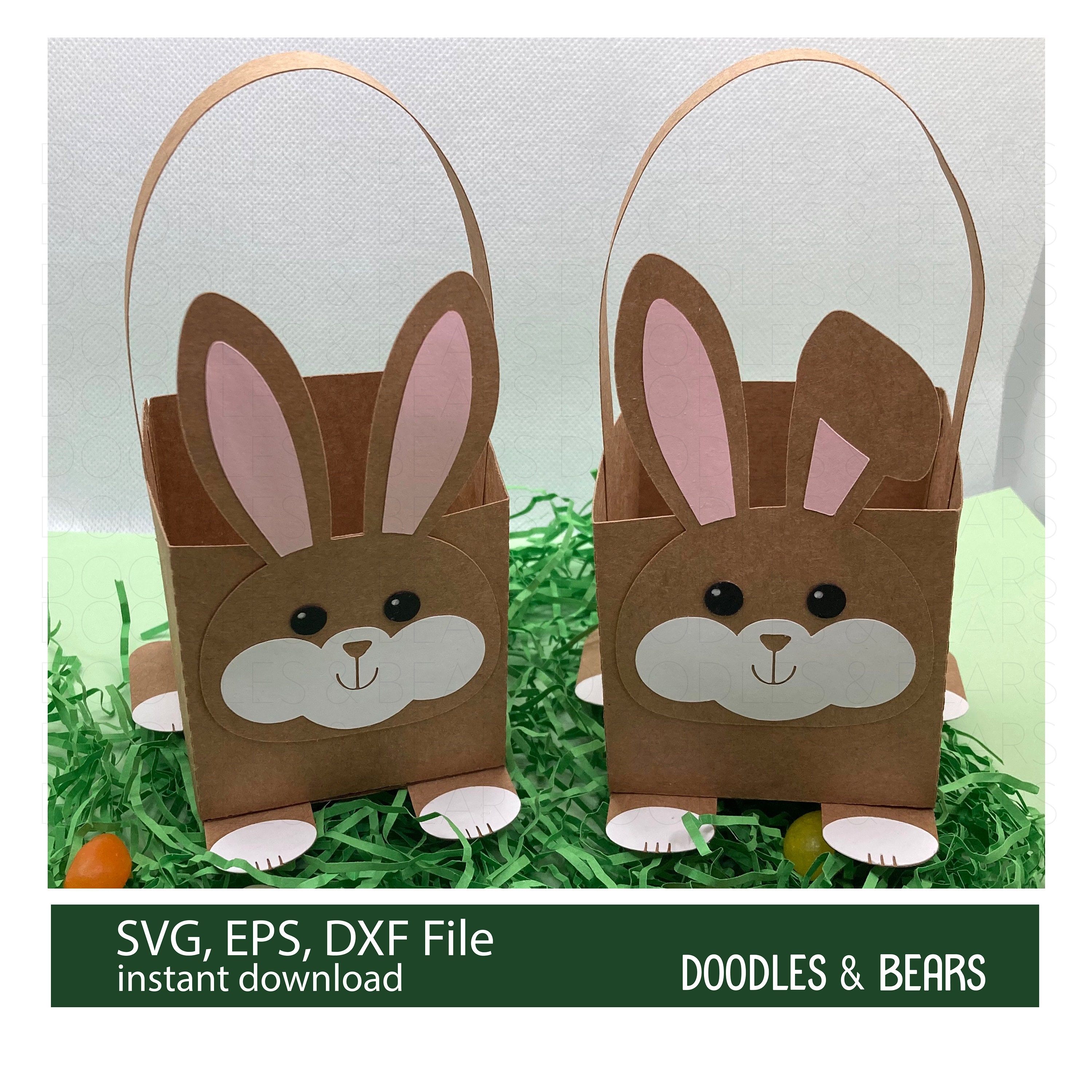 Cute Bunny Easter Treat Box, SVG, EPS, Small Favor Basket, Digital ...
