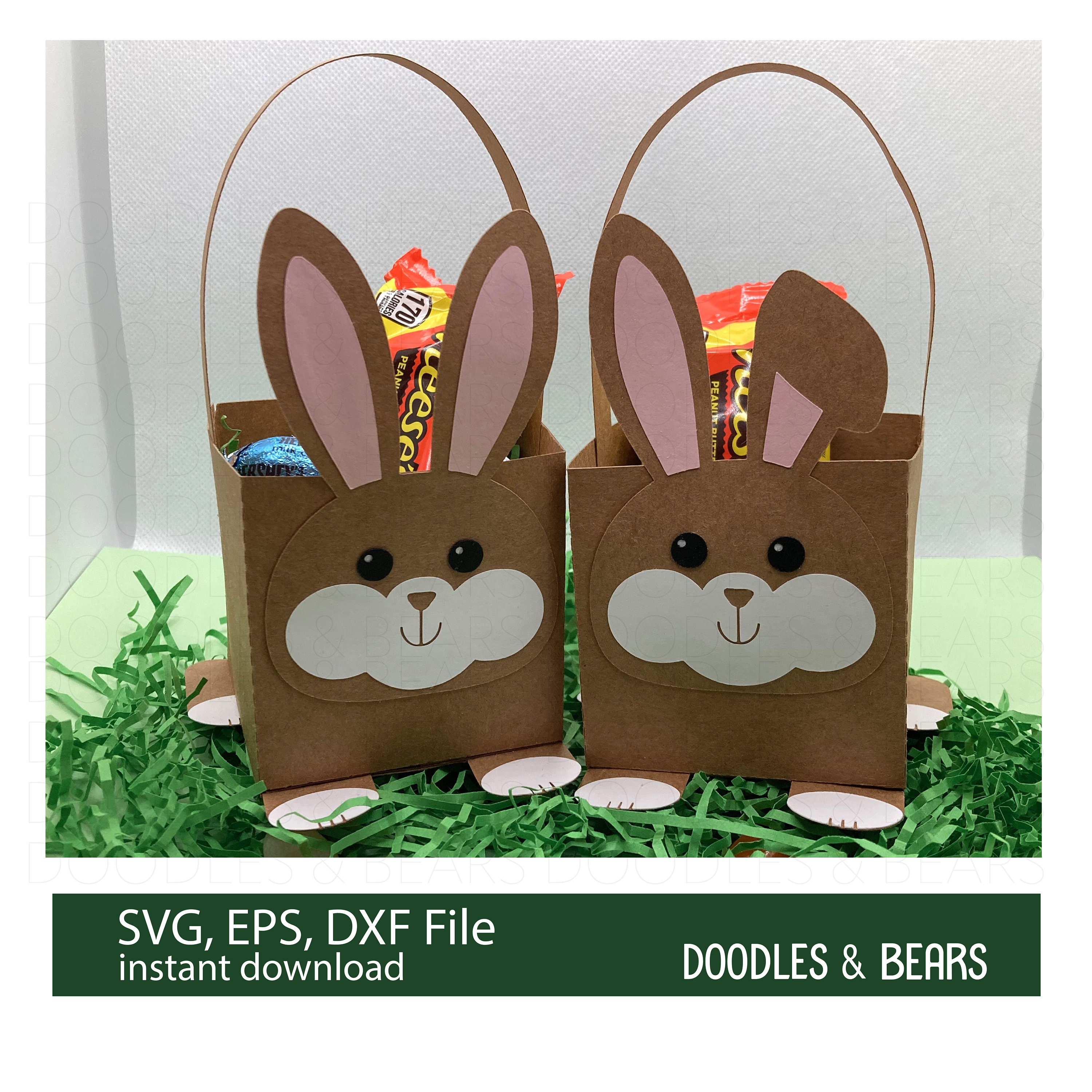 Cute Bunny Easter Treat Box, SVG, EPS, Small Favor Basket, Digital ...