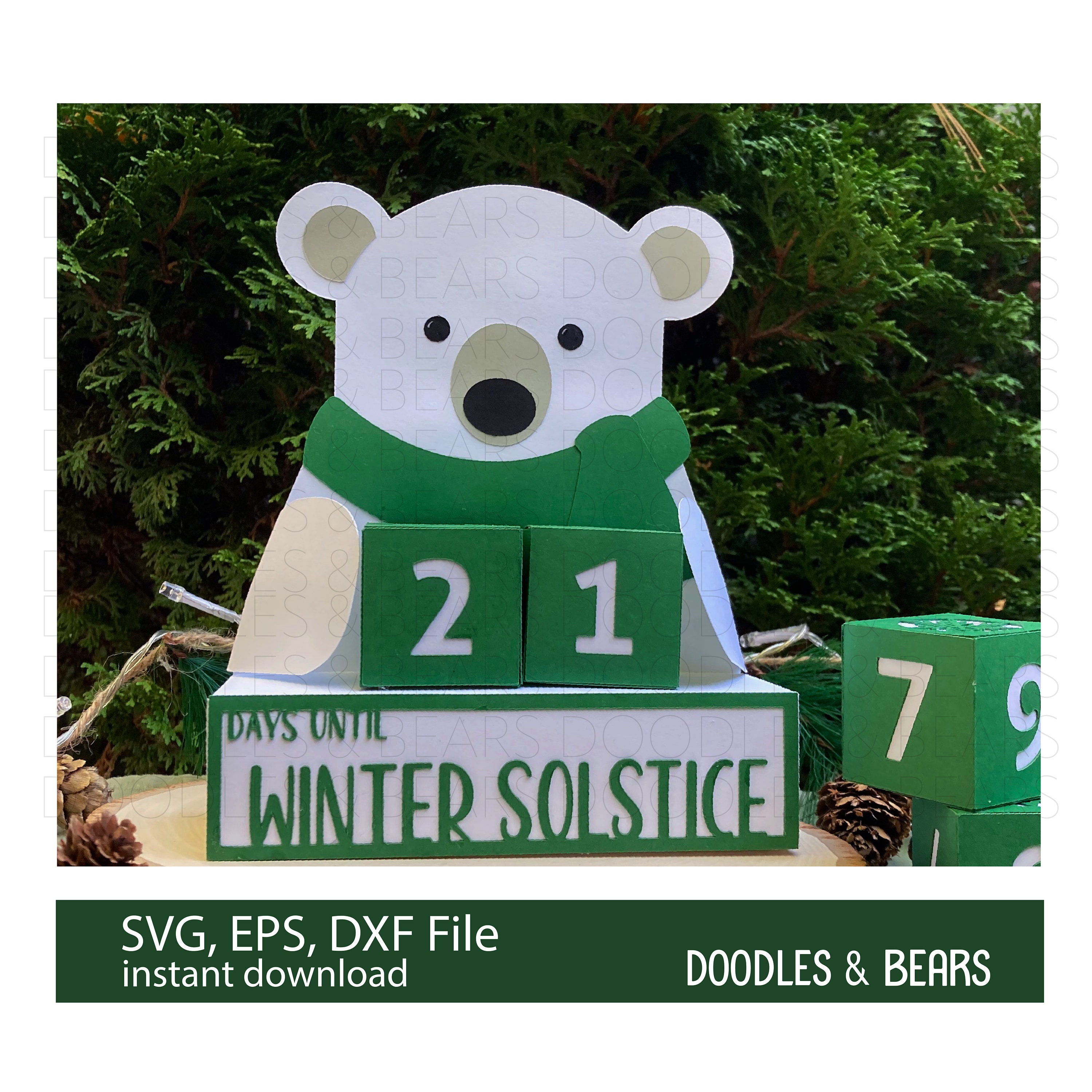 Polar Bear Winter Solstice Countdown SVG: Cricut Silhouette File ...