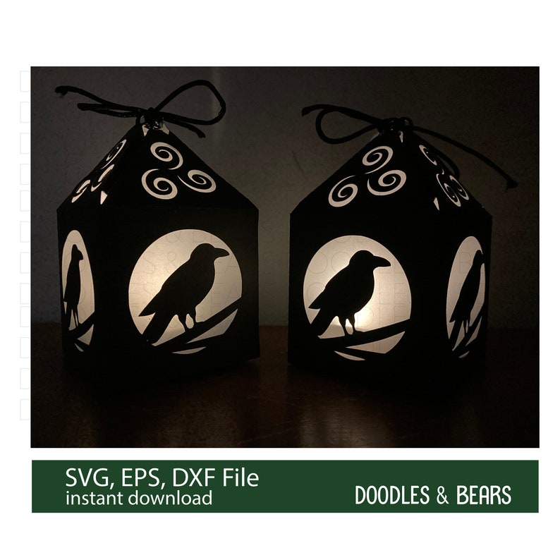 Raven in Full Moon Halloween Lantern SVG File, Digital File for Cricut ...