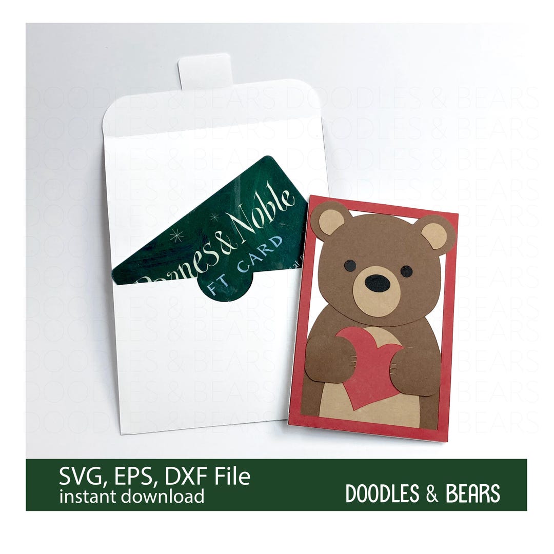 Teddy Bear Valentine Gift Card Holder SVG Template (digital Download ...