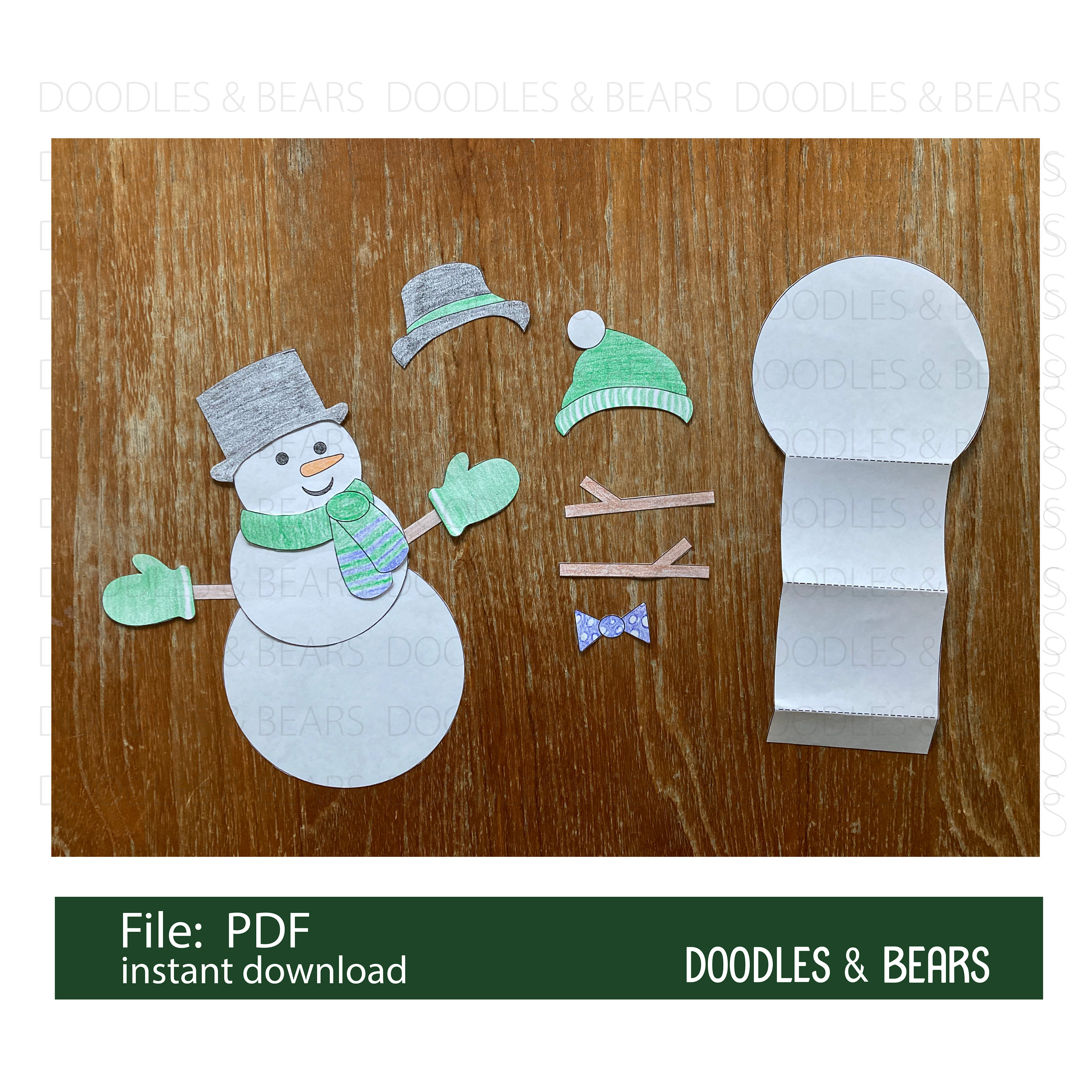 Cute Snowman Craft for Children PDF, Make a Snowman Fun Winter Paper ...