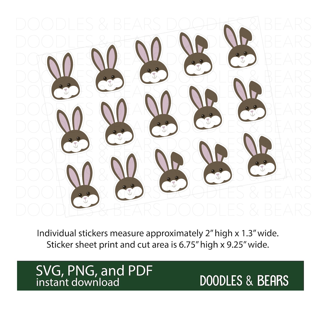 Easter Bunny Face Stickers, Cricut Silhouette SVG PNG PDF - Etsy
