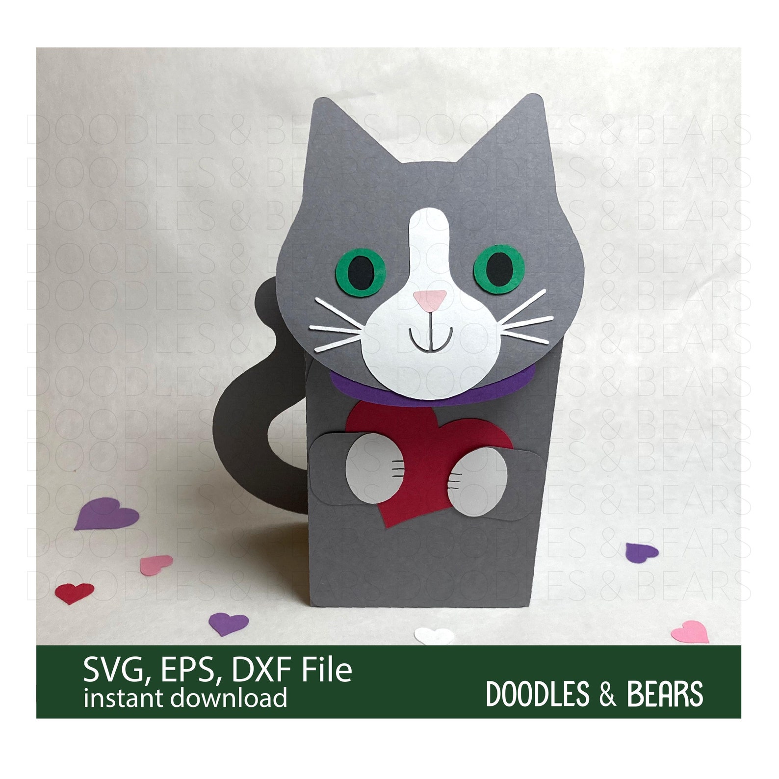 Valentine Cat Treat Box, Cute Valentine Gift Box, Valentine Classroom ...