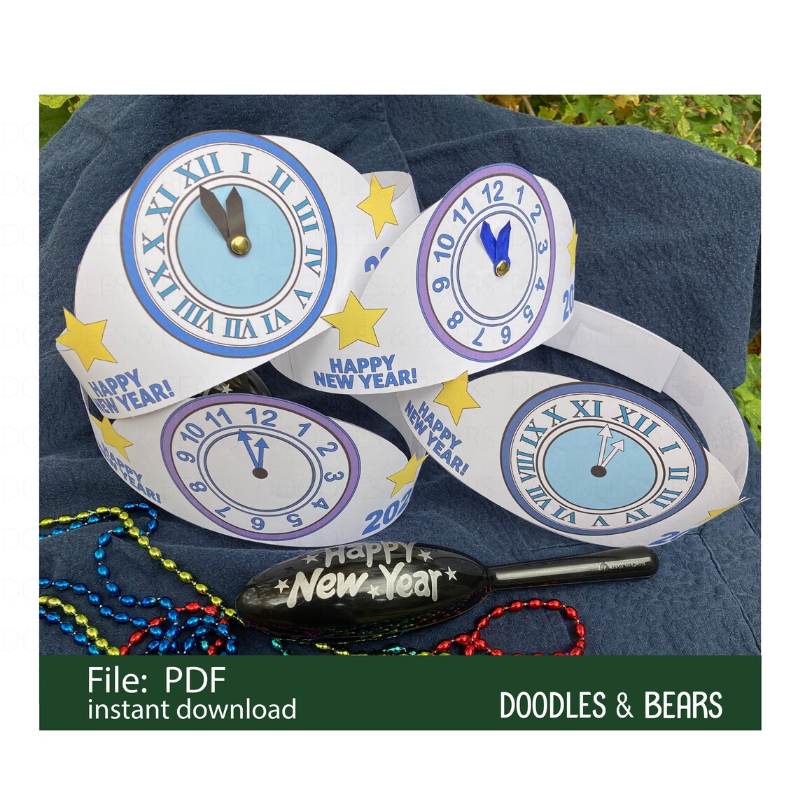 New Years 2025 Hat, Family New Years Eve Activity PDF, Paper Craft for ...