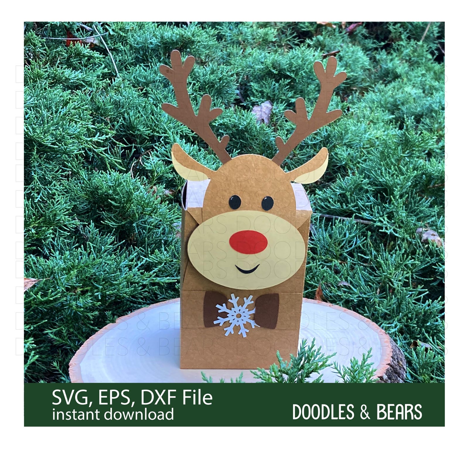 Reindeer Treat Box SVG: Christmas Holiday Favor Box (digital File) - Etsy