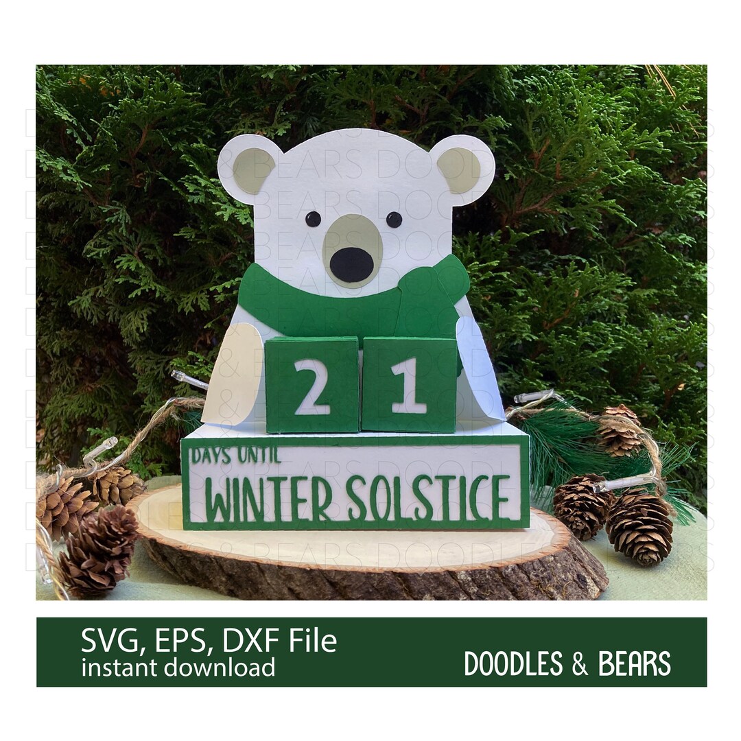 Polar Bear Winter Solstice Countdown SVG File, Countdown to Solstice ...