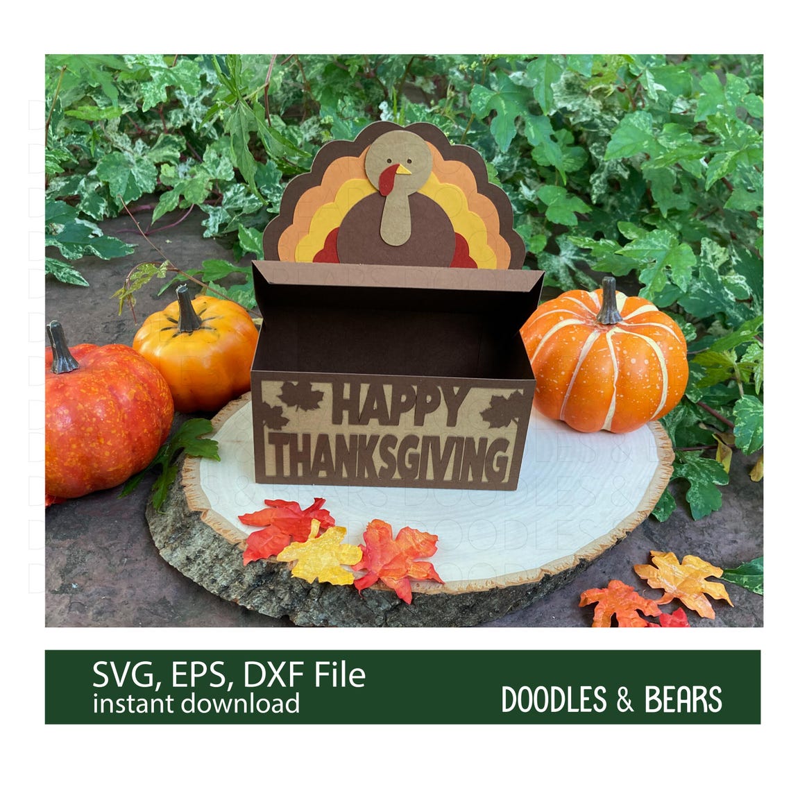 Thanksgiving Favor Treat Box SVG, Thanksgiving 3D Paper Treat Box ...