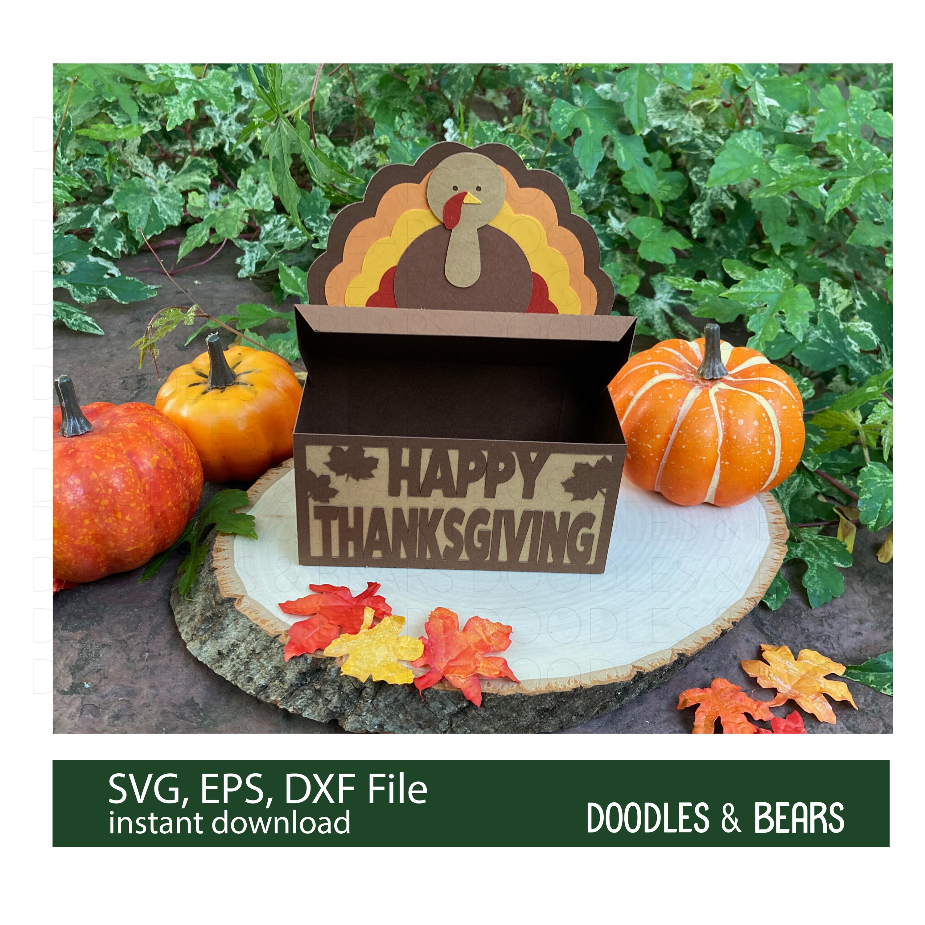 Thanksgiving Favor Treat Box SVG, Thanksgiving 3D Paper Treat Box ...