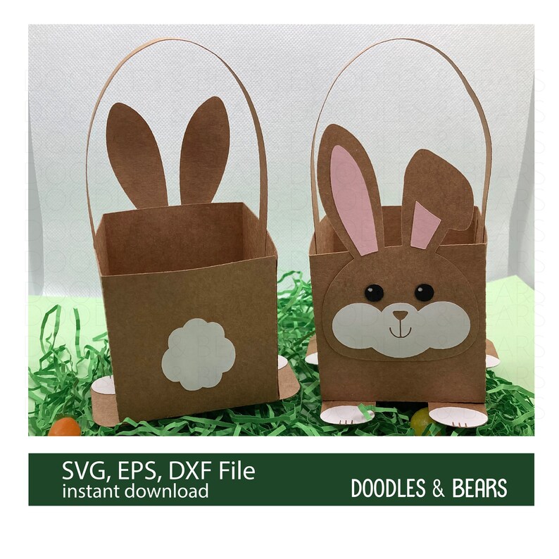 Cute Bunny Easter Treat Box, SVG, EPS, Small Favor Basket, Digital ...