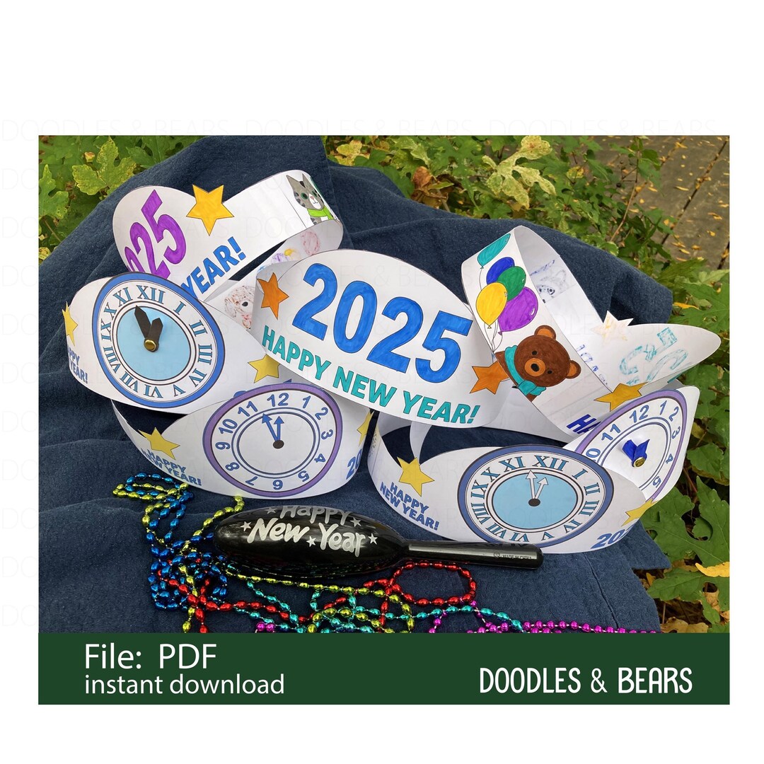 New Years 2025 Hat, Family New Years Eve Activity PDF, Paper Craft for ...