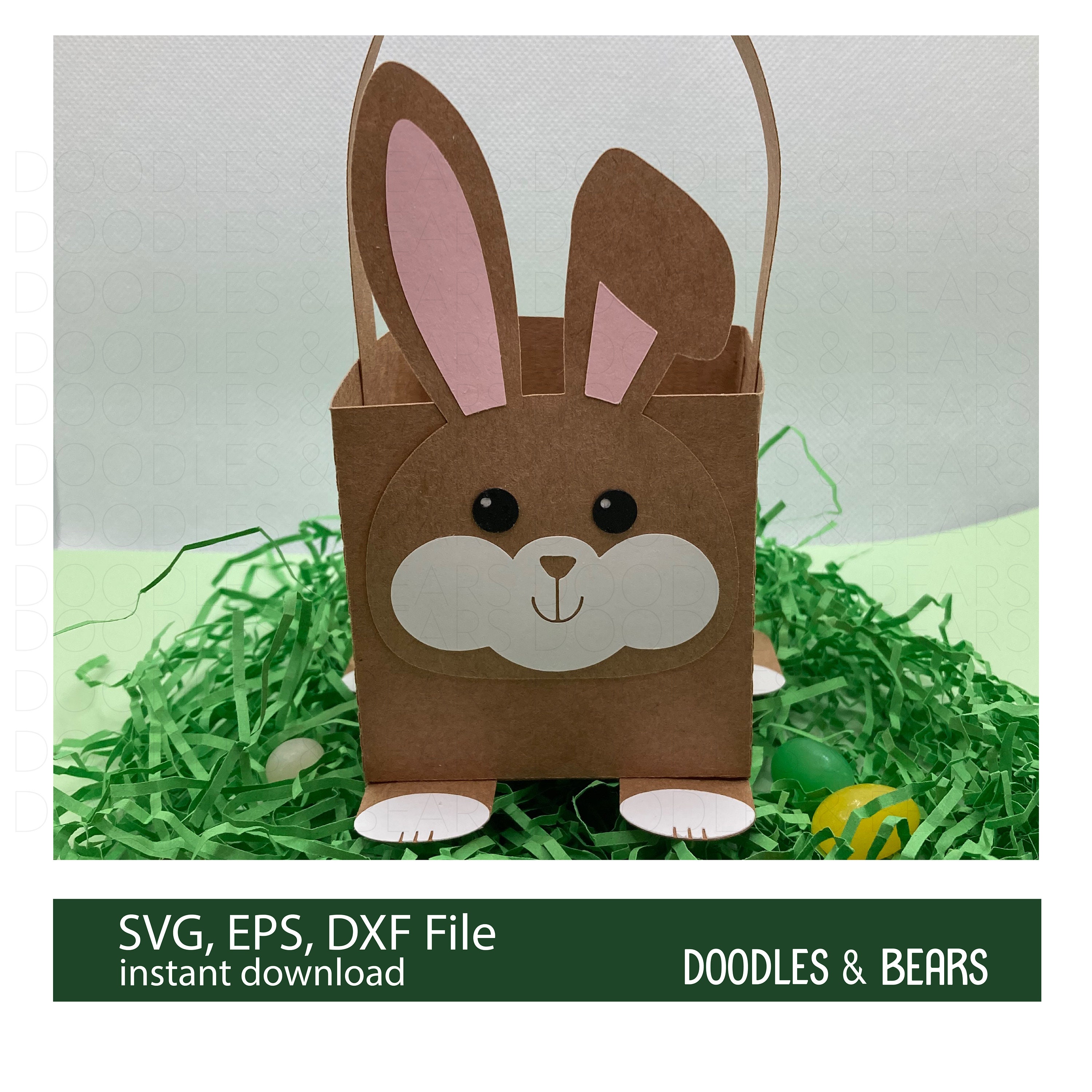 Cute Bunny Easter Treat Box, SVG, EPS, Small Favor Basket, Digital ...