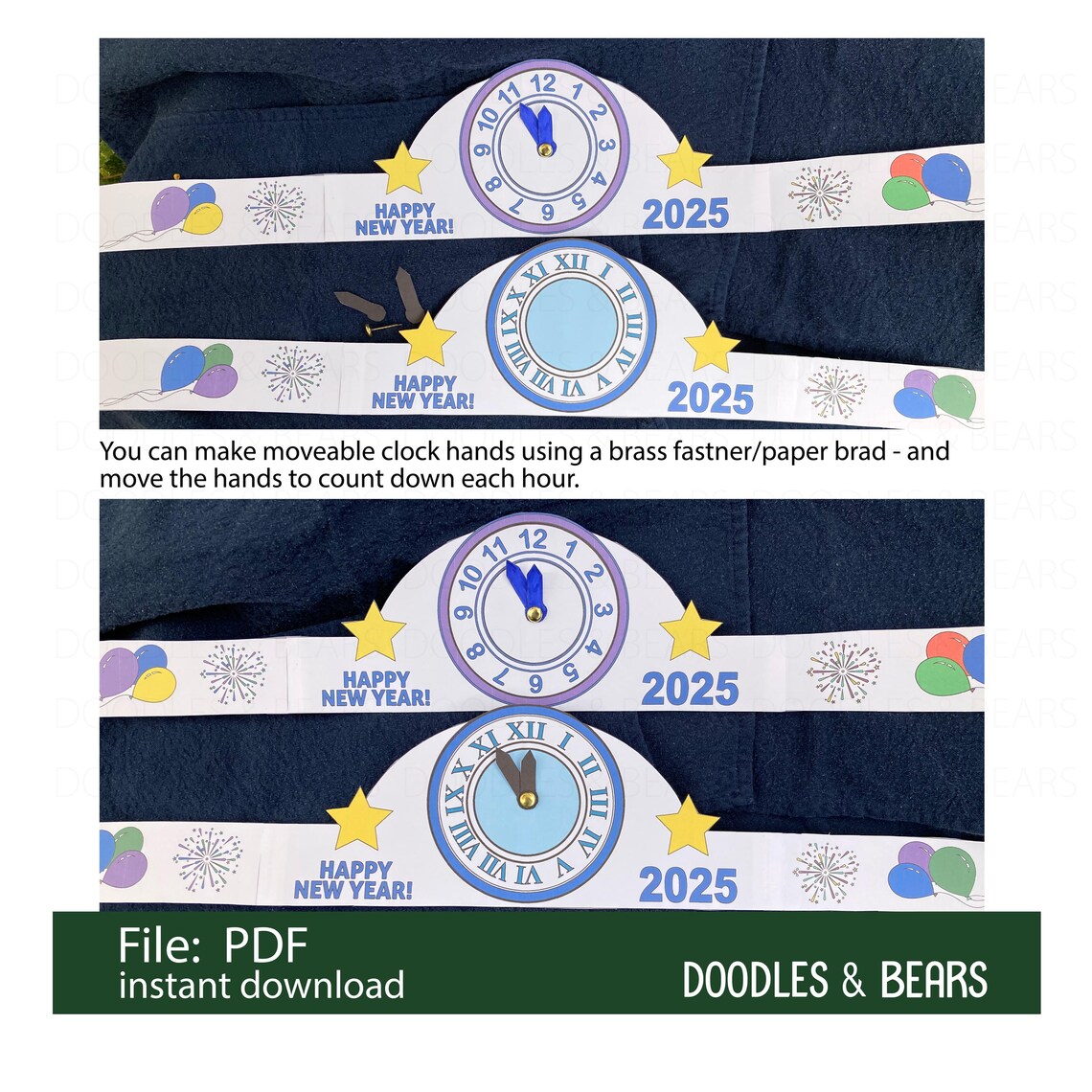 New Years 2025 Hat, Family New Years Eve Activity PDF, Paper Craft for ...