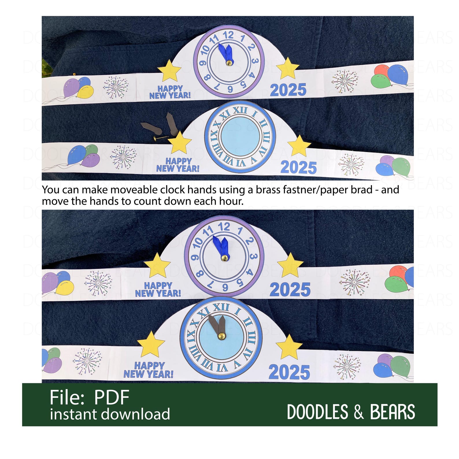 New Years 2025 Hat, Family New Years Eve Activity PDF, Paper Craft for ...