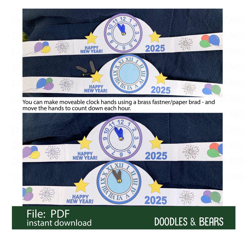 New Years 2025 Hat, Family New Years Eve Activity PDF, Paper Craft for ...