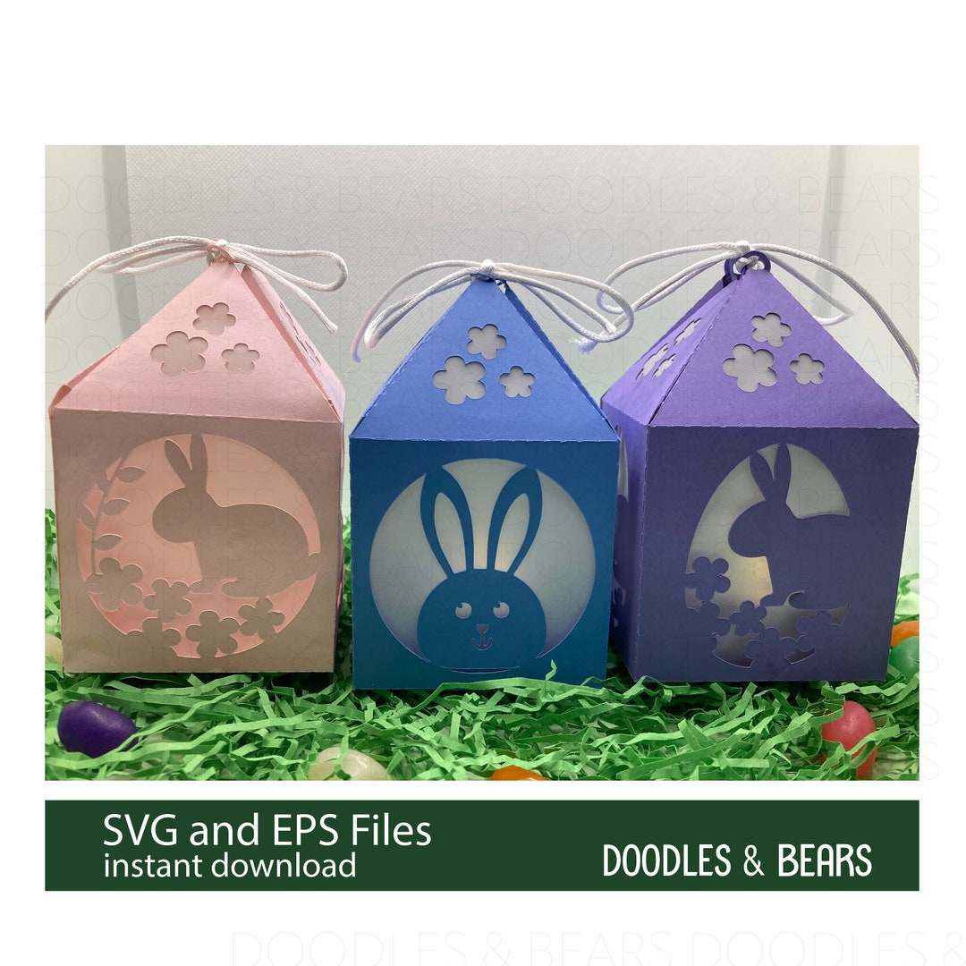 Cute Easter Bunny Lanterns SVG and EPS, Set of 3 Digital Files Cricut ...