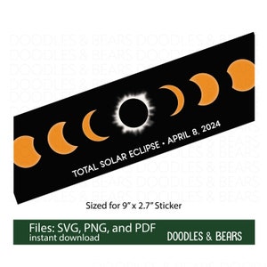 Total Solar Eclipse 2024 Sticker, Sized for 9" X 2.7", SVG, PNG, PDF ...